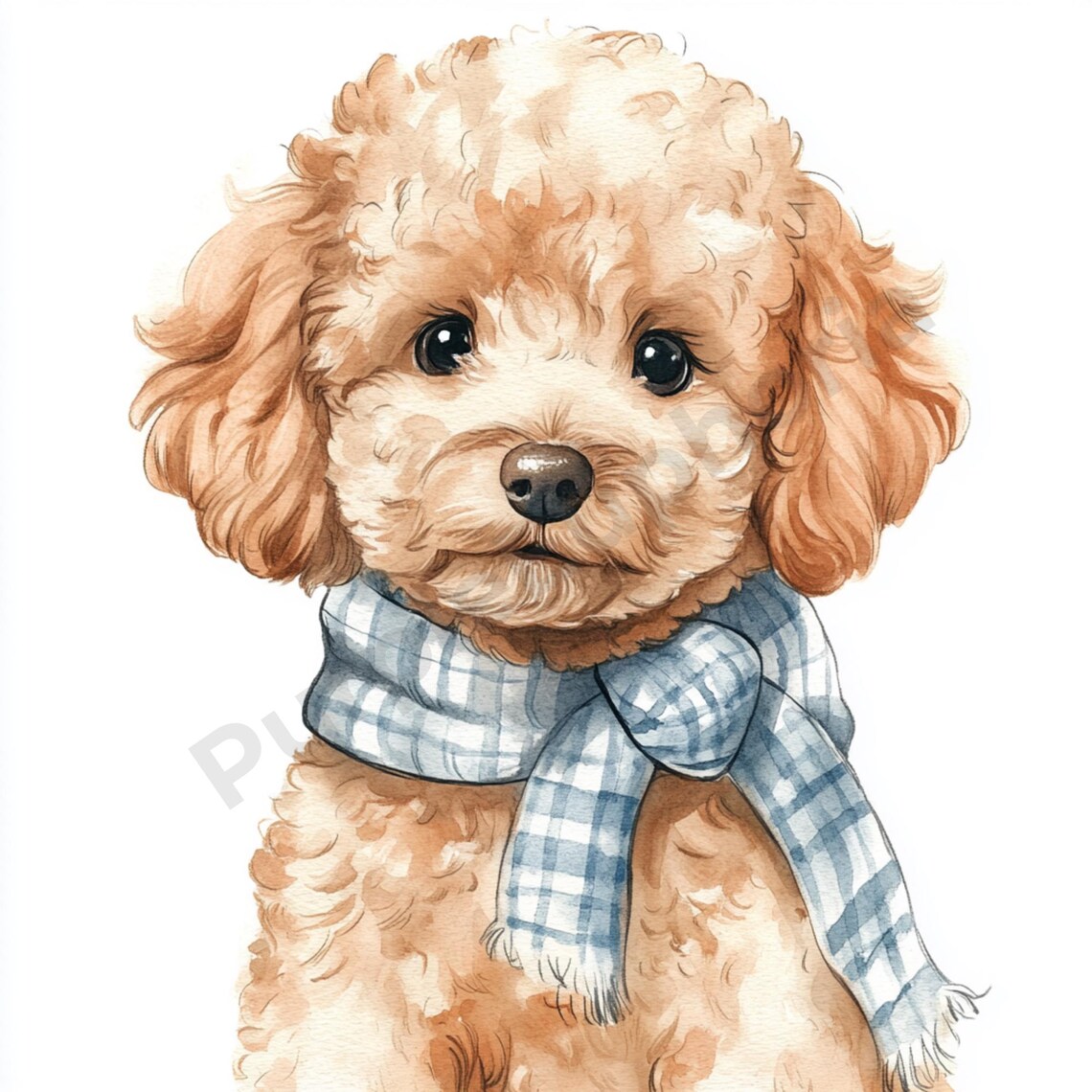 Goldendoodle Watercolor Cute Dog PNG, Cottagecore Clipart Dog Portrait ...