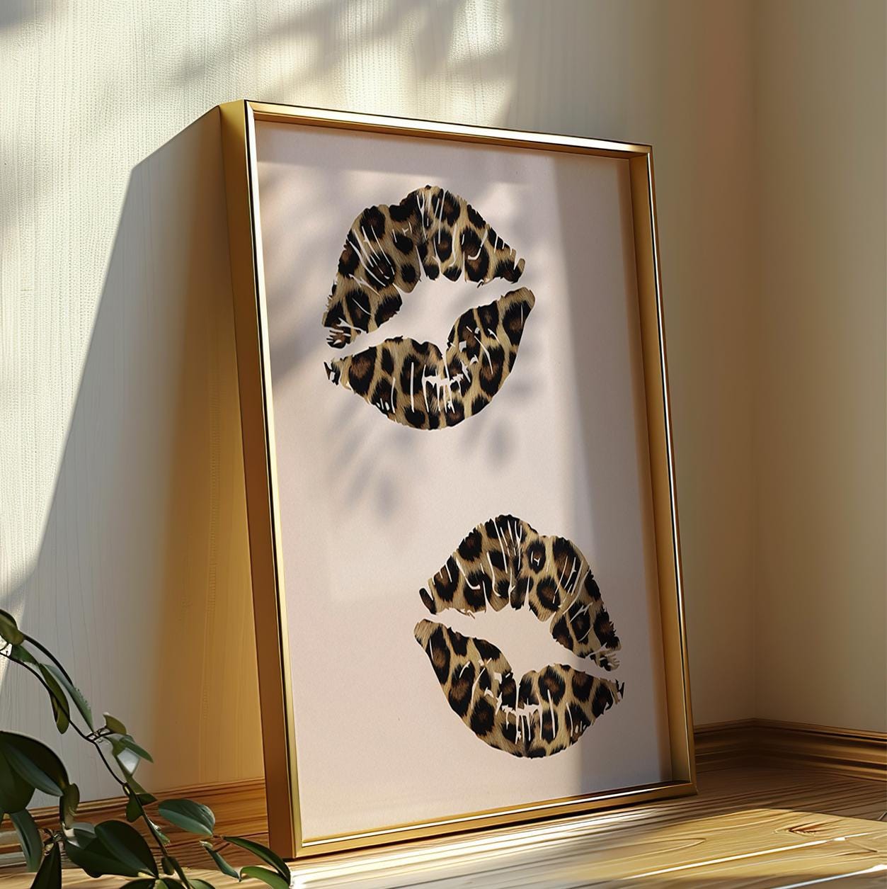 Leopard Kiss Lips Wall Art Trendy Poster Lips Print Digital Prints ...