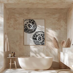 Trendy Leopard Prints, 8 Pool Ball Print, Black and White Decor, Lucky ...