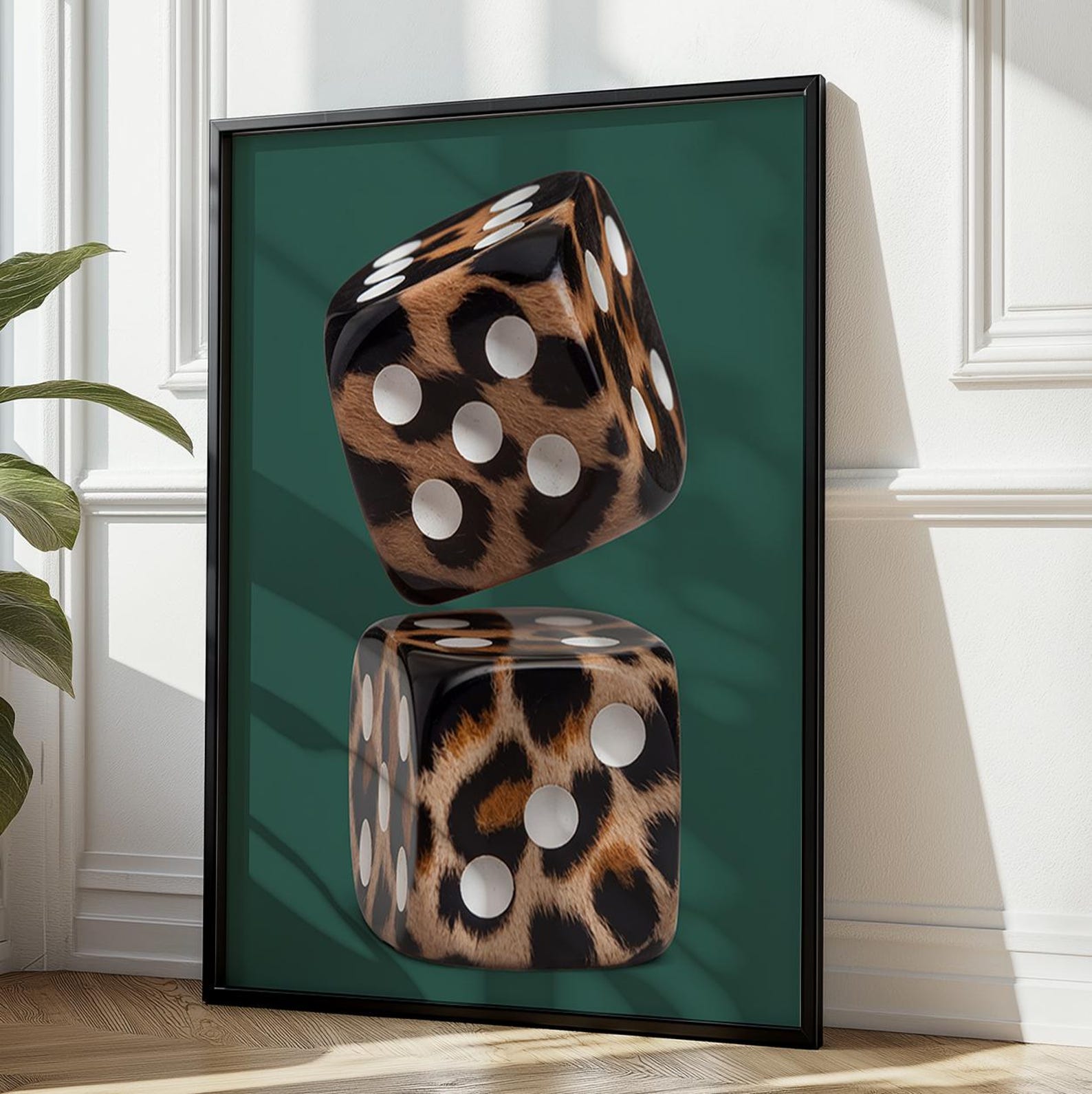 Leopard Dice Print, Emerald Wall Art, Trendy Girly Dorm Decor, Popular ...