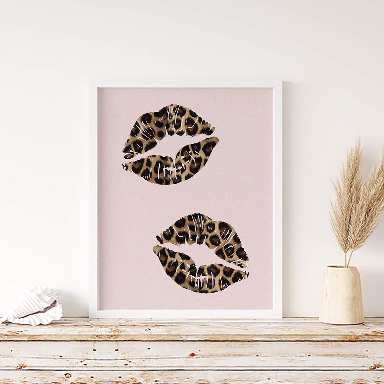 Leopard Kiss Lips Wall Art Trendy Poster Lips Print Digital Prints ...