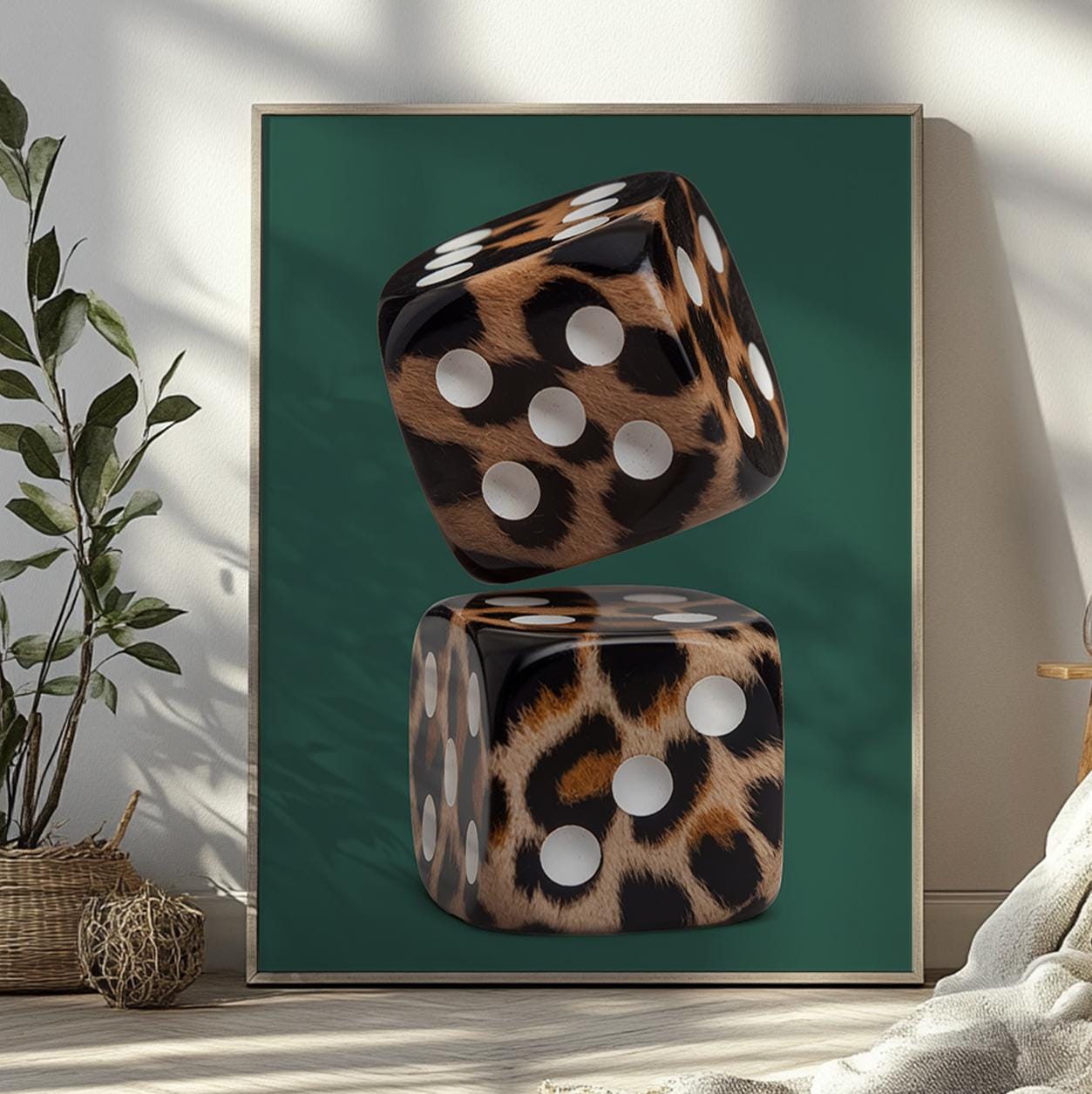 Leopard Dice Print, Emerald Wall Art, Trendy Girly Dorm Decor, Popular ...
