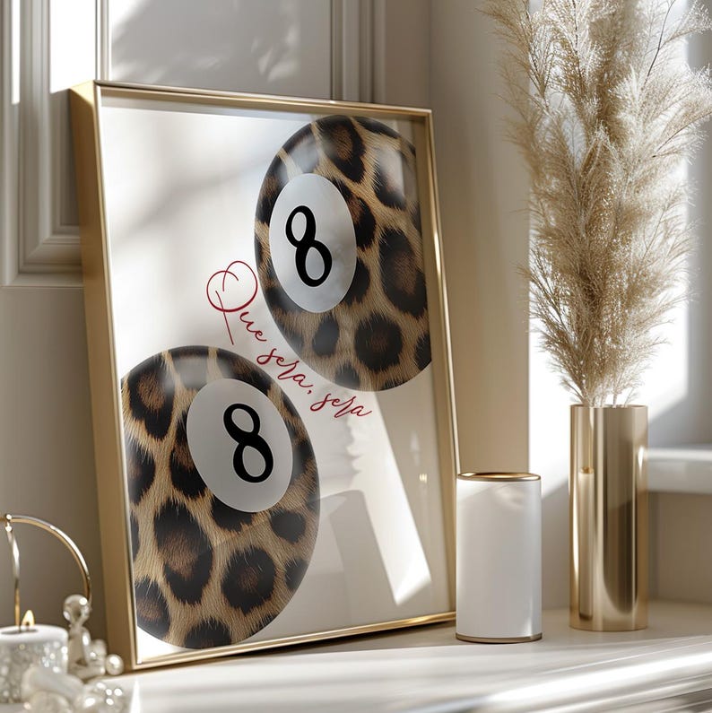 Que Sera, Sera Leopard Prints 8 Pool Ball Print Preppy Apartment Decor ...