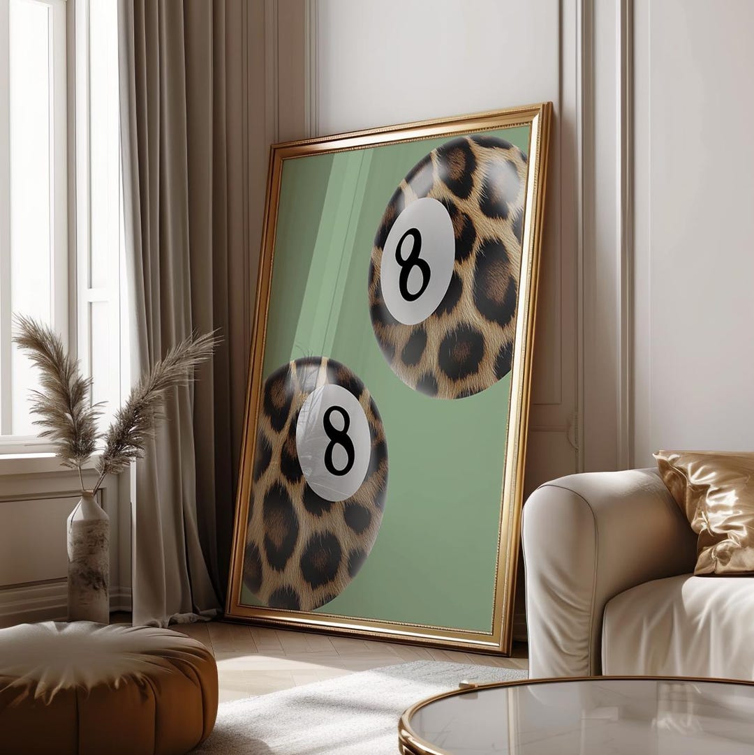 Leopard Print 8 Ball Poster: Sage Green Preppy Art (digital Download ...