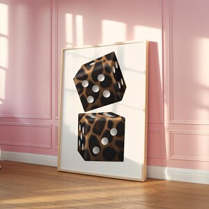 Cheetah Wall Art Prints Set of 3 Wall Decor Leopard Print Dice Lucky ...