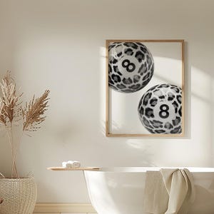 Trendy Leopard Prints, 8 Pool Ball Print, Black and White Decor, Lucky ...