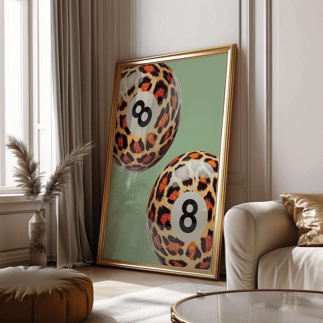Lime Cream Green Leopard Prints 8 Pool Ball Apartment Decor Lucky You ...