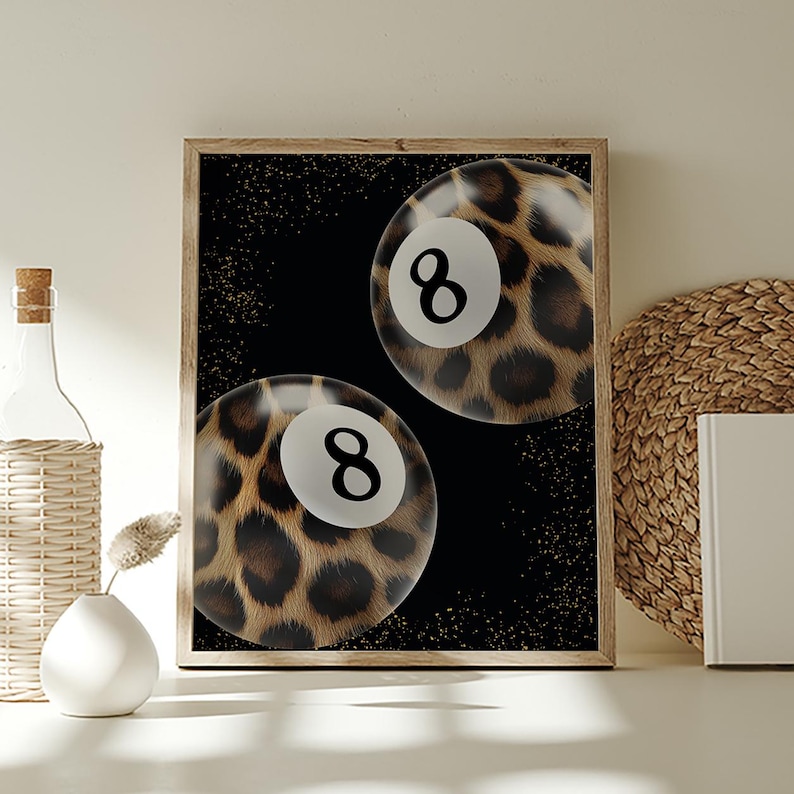 Black and Gold Leopard Prints 8 Pool Ball Pink Print Preppy Apartment ...