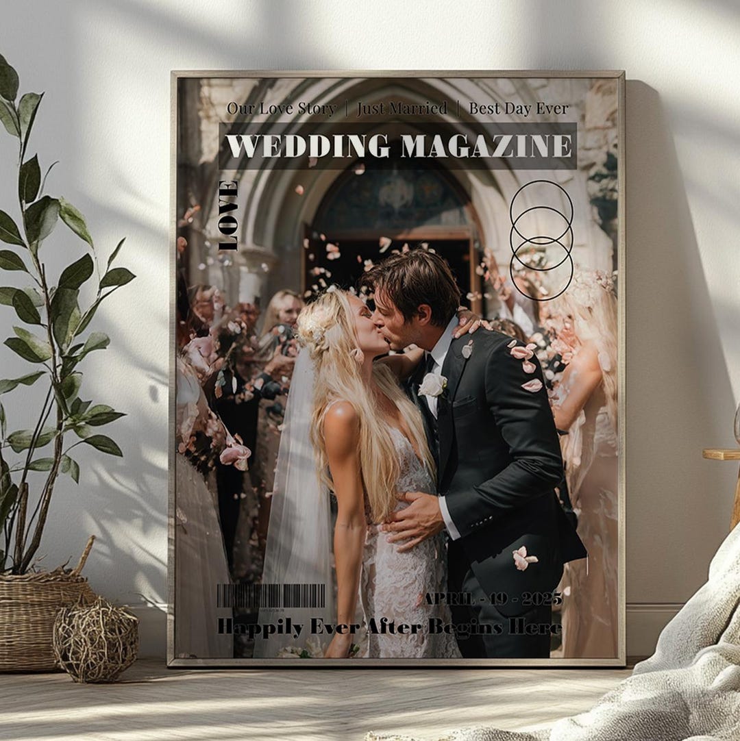 Custom Wedding Magazine Cover Art: Personalized Couple Gift (digital ...