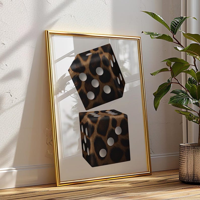 Cheetah Wall Art Prints Set of 3 Wall Decor Leopard Print Dice Lucky ...