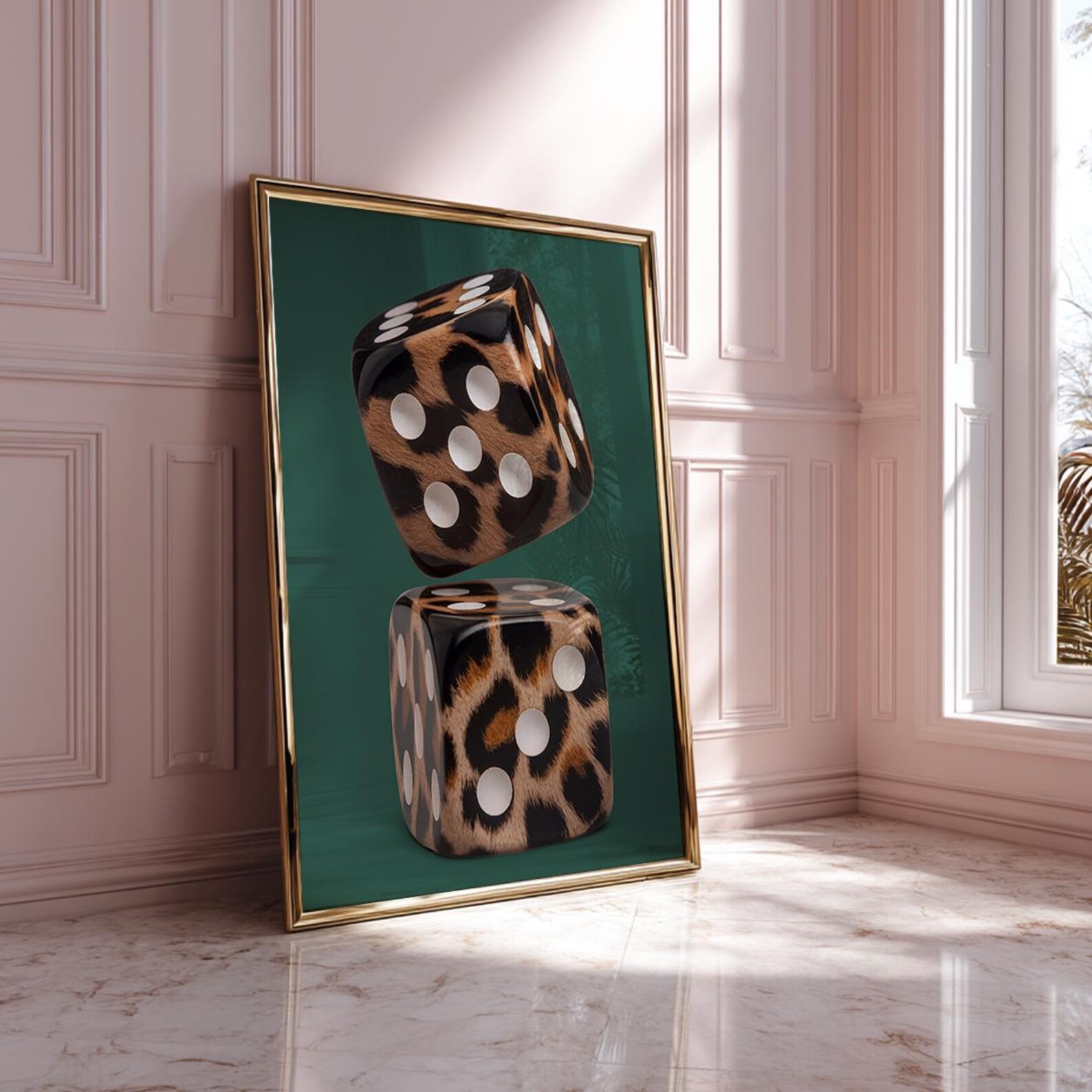 Leopard Dice Print, Emerald Wall Art, Trendy Girly Dorm Decor, Popular ...