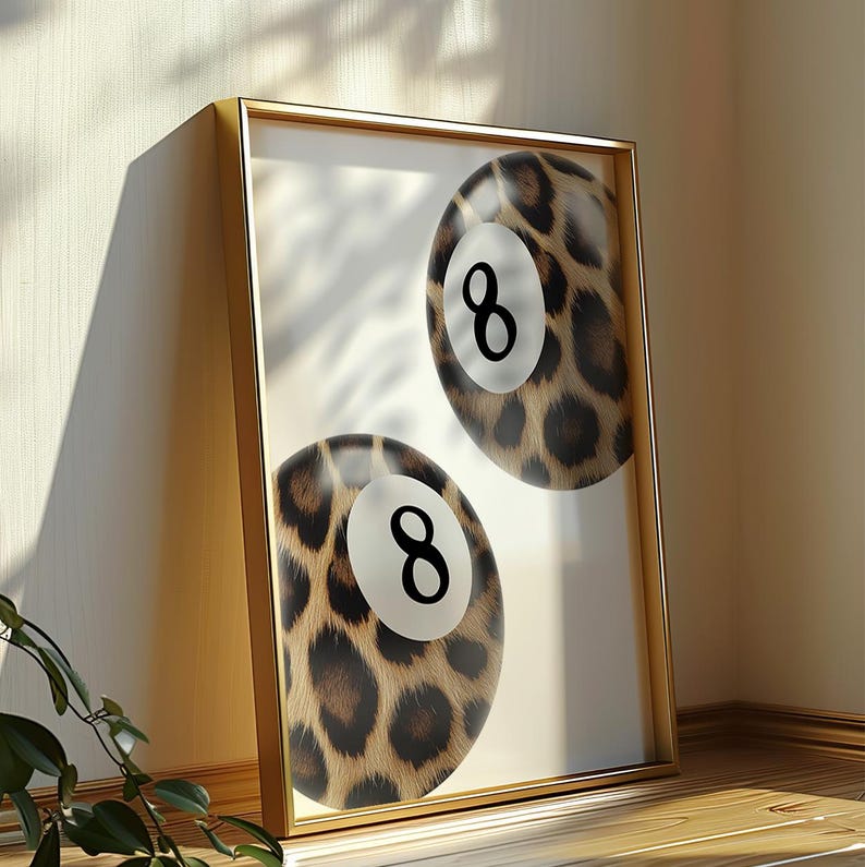 Leopard Prints 8 Pool Ball Print Preppy Apartment Decor Lucky Poster ...