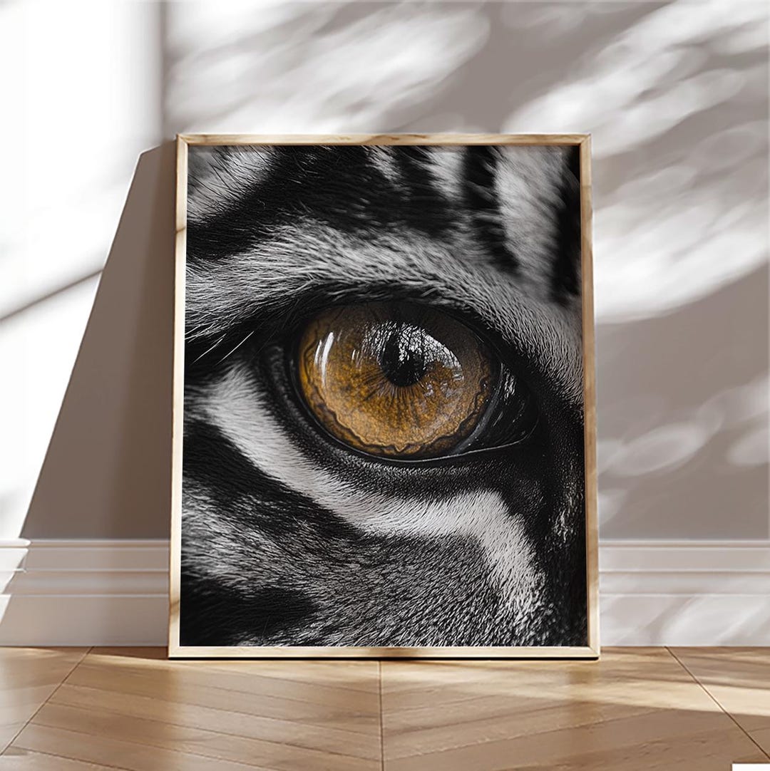 Tiger Wall Art Black and White Tiger Eye Painting Printable Digital ...