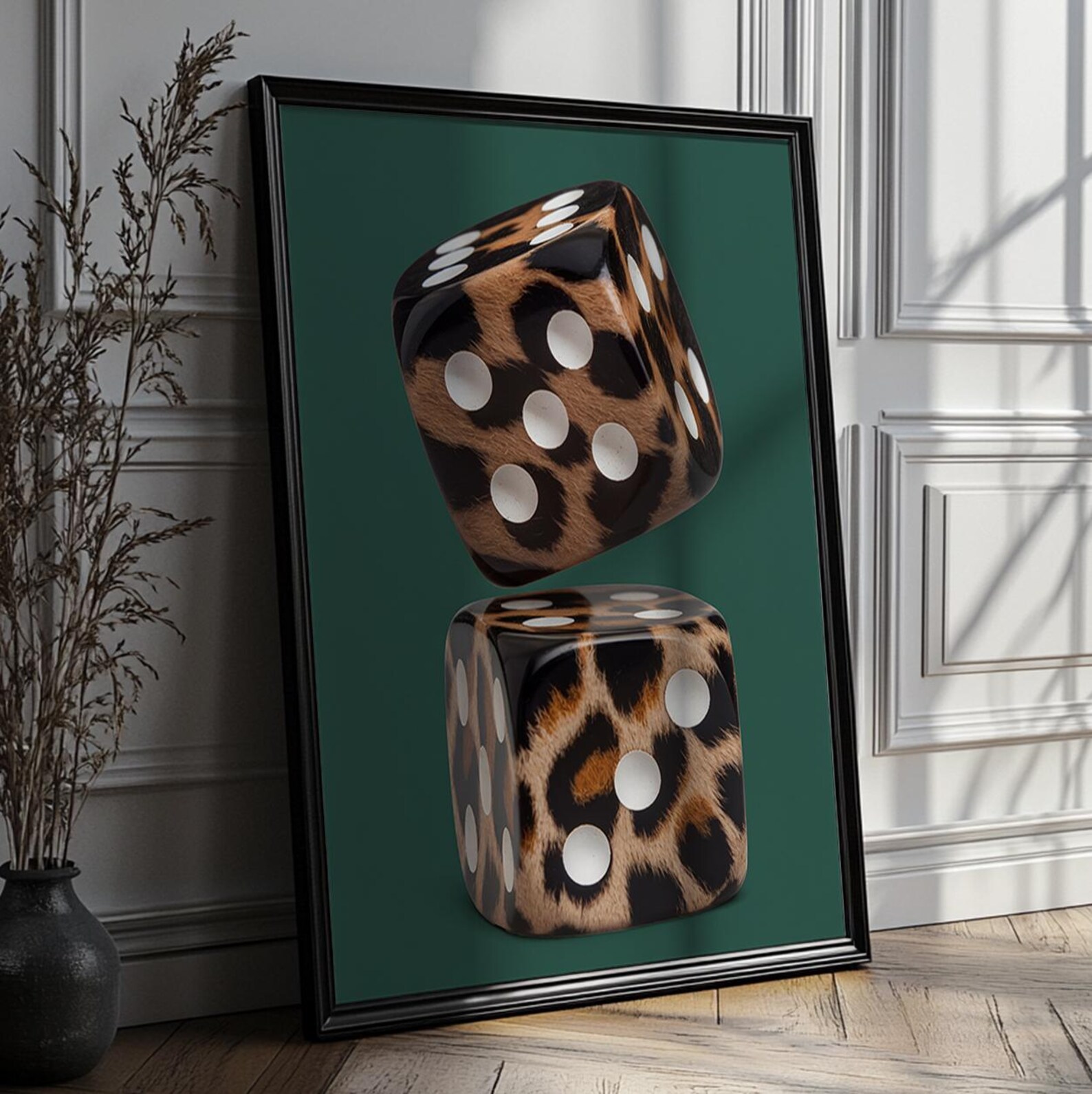 Leopard Dice Print, Emerald Wall Art, Trendy Girly Dorm Decor, Popular ...