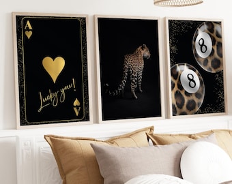 Set of 3 Leopard Wall Art Cheetah Print Y2k Aesthetic Ace Card Leopard ...