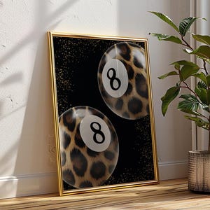 Black and Gold Leopard Prints 8 Pool Ball Pink Print Preppy Apartment ...