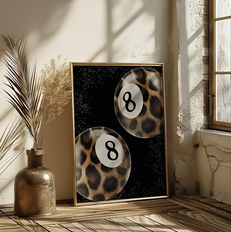 Black and Gold Leopard Prints 8 Pool Ball Pink Print Preppy Apartment ...