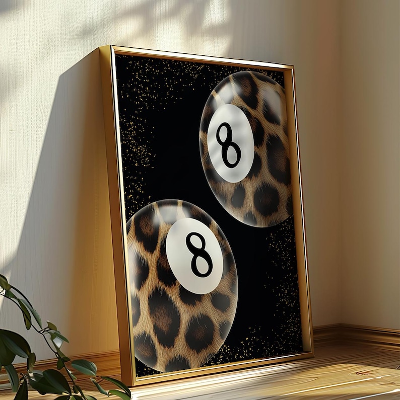 Black and Gold Leopard Prints 8 Pool Ball Pink Print Preppy Apartment ...
