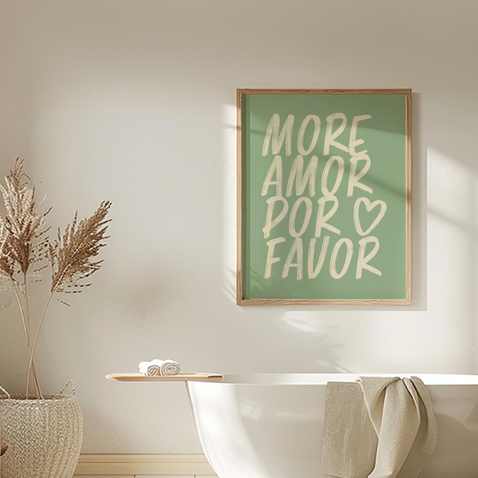 More Amor Por Favor Sage Green Wall Art Modern Pastel Sage Love Quote ...