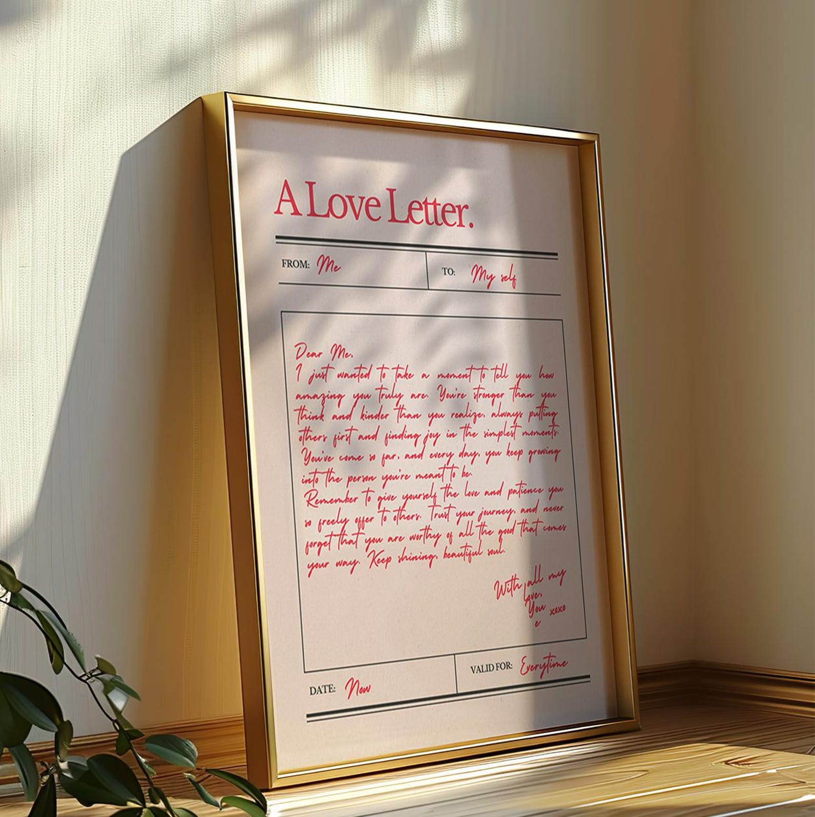 A Love Letter Dear Me Letter Dear Self Letter Motivational Quote Poster ...