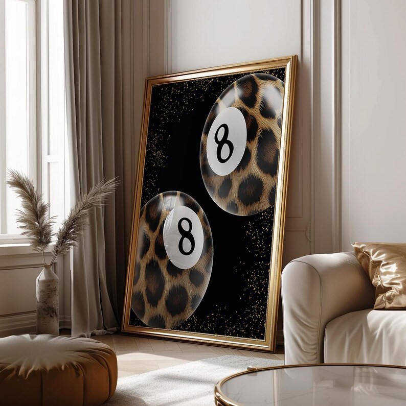Black and Gold Leopard Prints 8 Pool Ball Pink Print Preppy Apartment ...