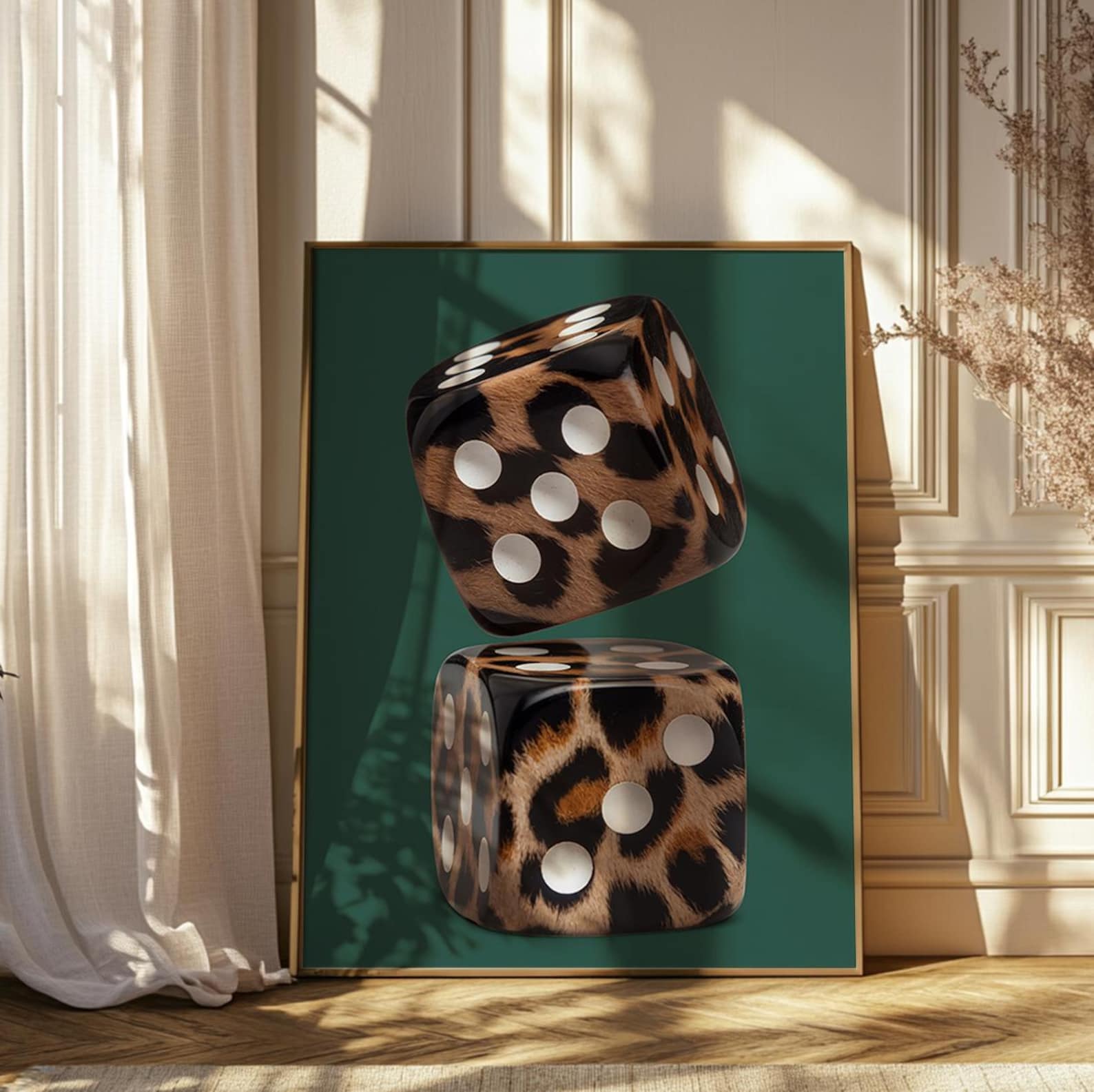 Leopard Dice Print, Emerald Wall Art, Trendy Girly Dorm Decor, Popular ...