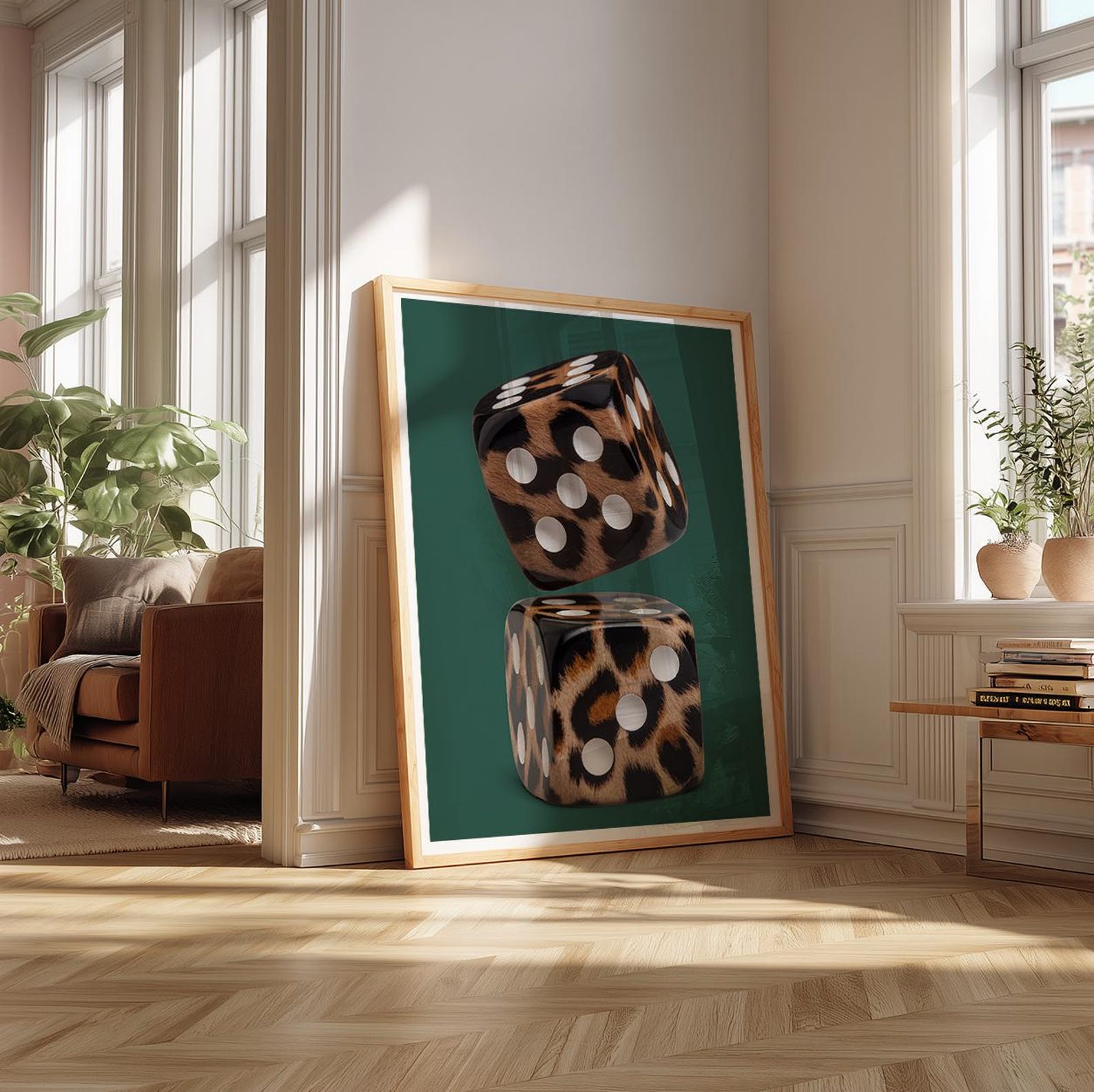 Leopard Dice Print, Emerald Wall Art, Trendy Girly Dorm Decor, Popular ...