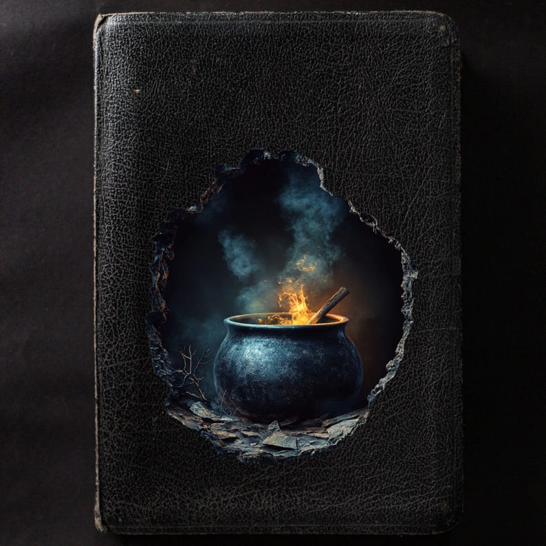 Witch Cauldron Sticker, Magical Fire Hole Decal for Witches, Wizards ...