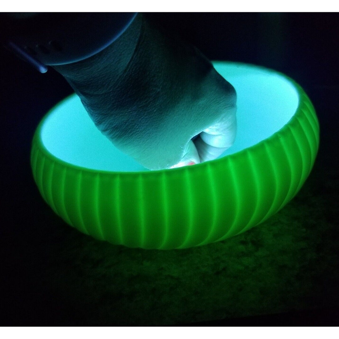 Vintage Glowy Glass Bowl White Milk Glass Vaseline Glow Ribbed Glows ...