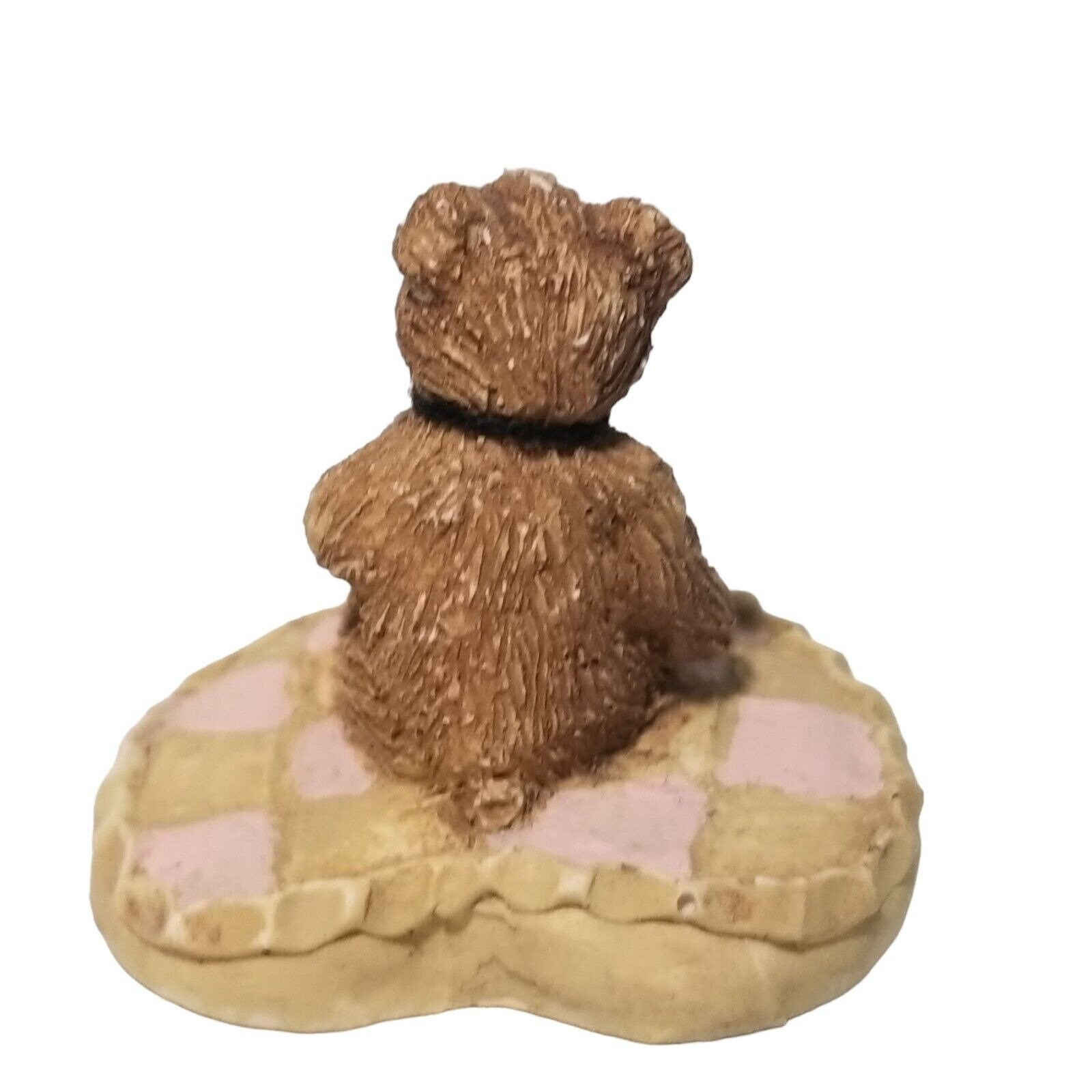Tattered Bears Figurine Small Teddy Bear on Checker Pattern Heart ...