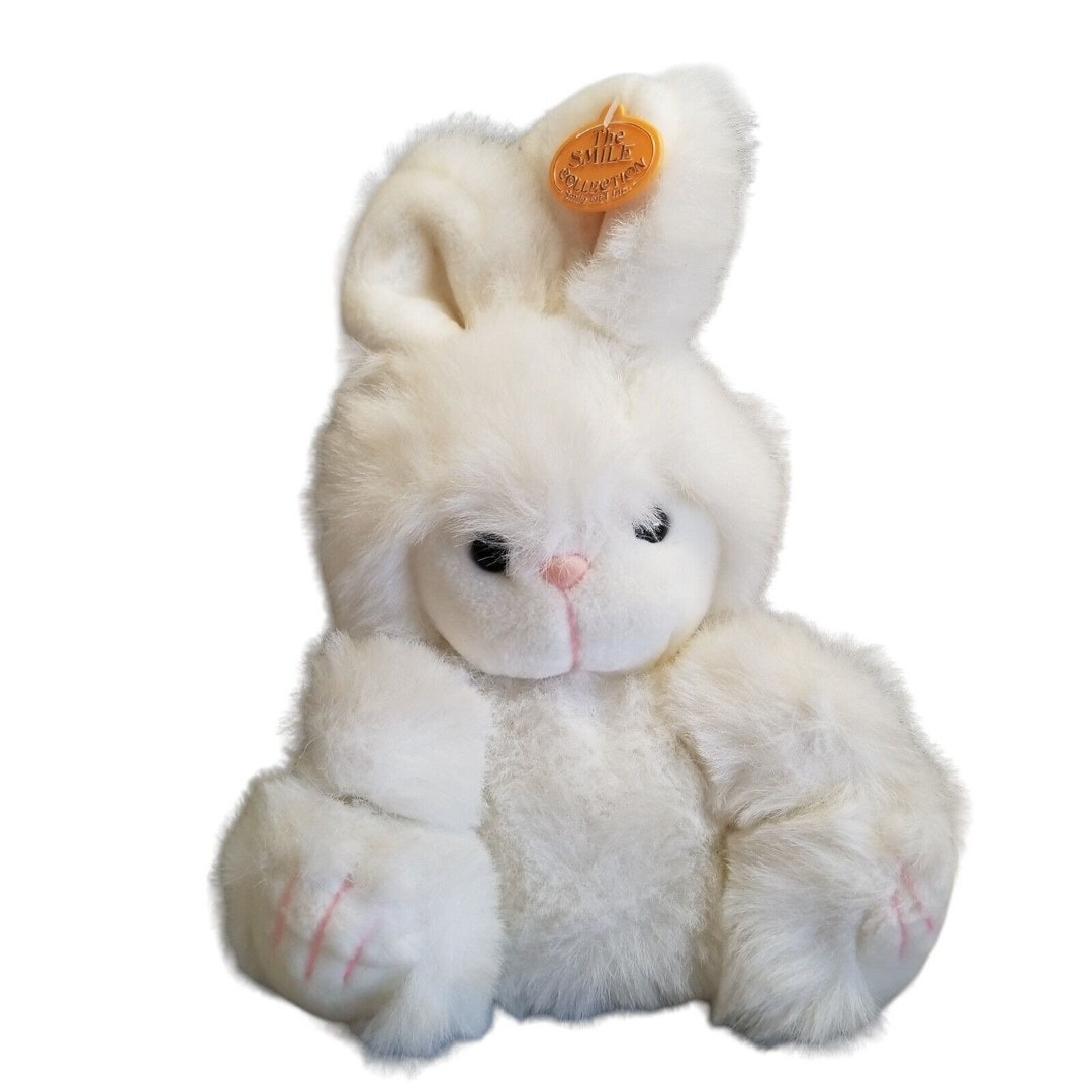 White Rabbit Plush Bunny Stuffed Animal Toy 1988 Smile - Etsy