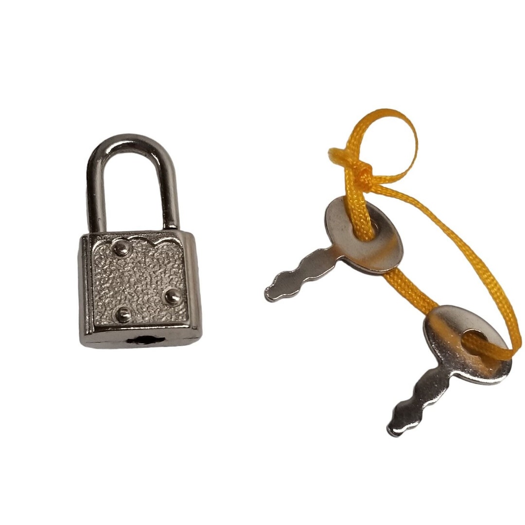 Vintage Padlock 2 Key Miniature Small Diary Lock 3 Dots Metal Working ...
