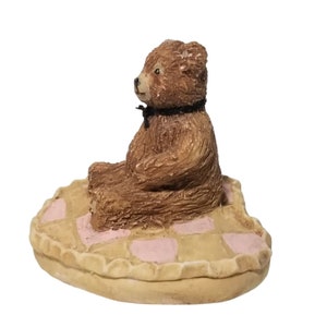 Tattered Bears Figurine Small Teddy Bear on Checker Pattern Heart ...