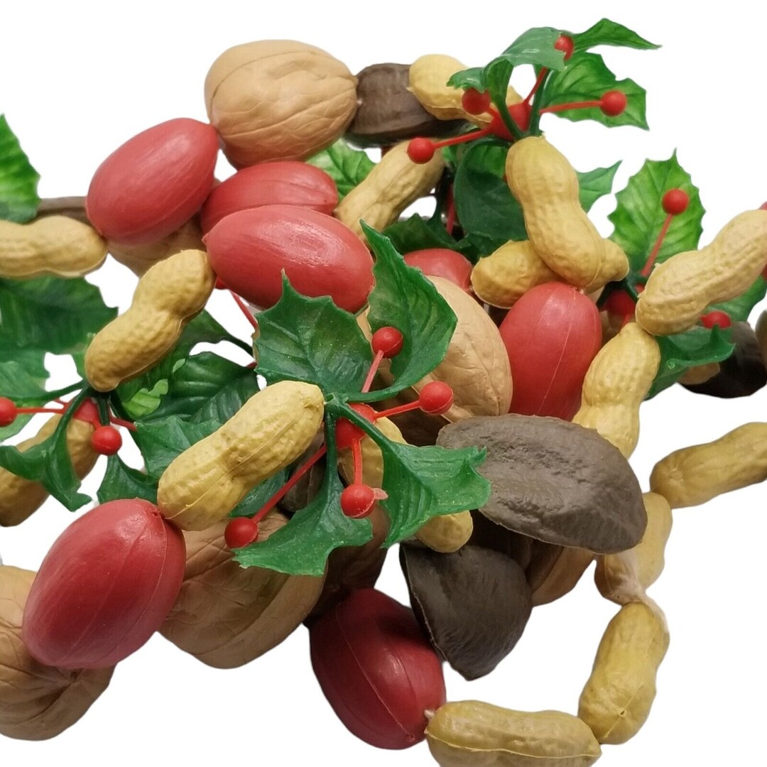 Vintage Blow Mold Nuts Necklace Plastic Peanut Chestnuts Christmas ...