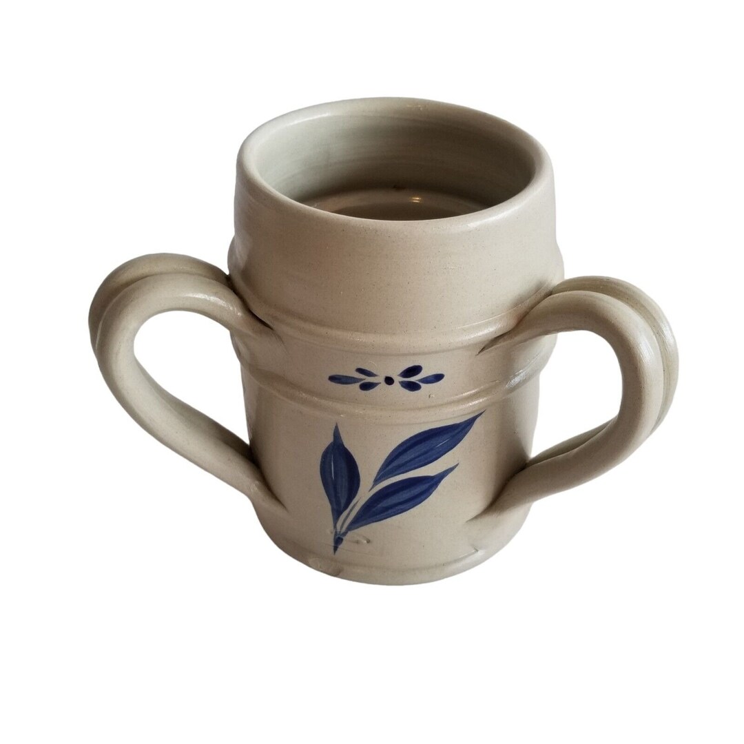 Williamsburg Pottery 3 Handle Mug Container Vase Cobalt Blue Stoneware ...