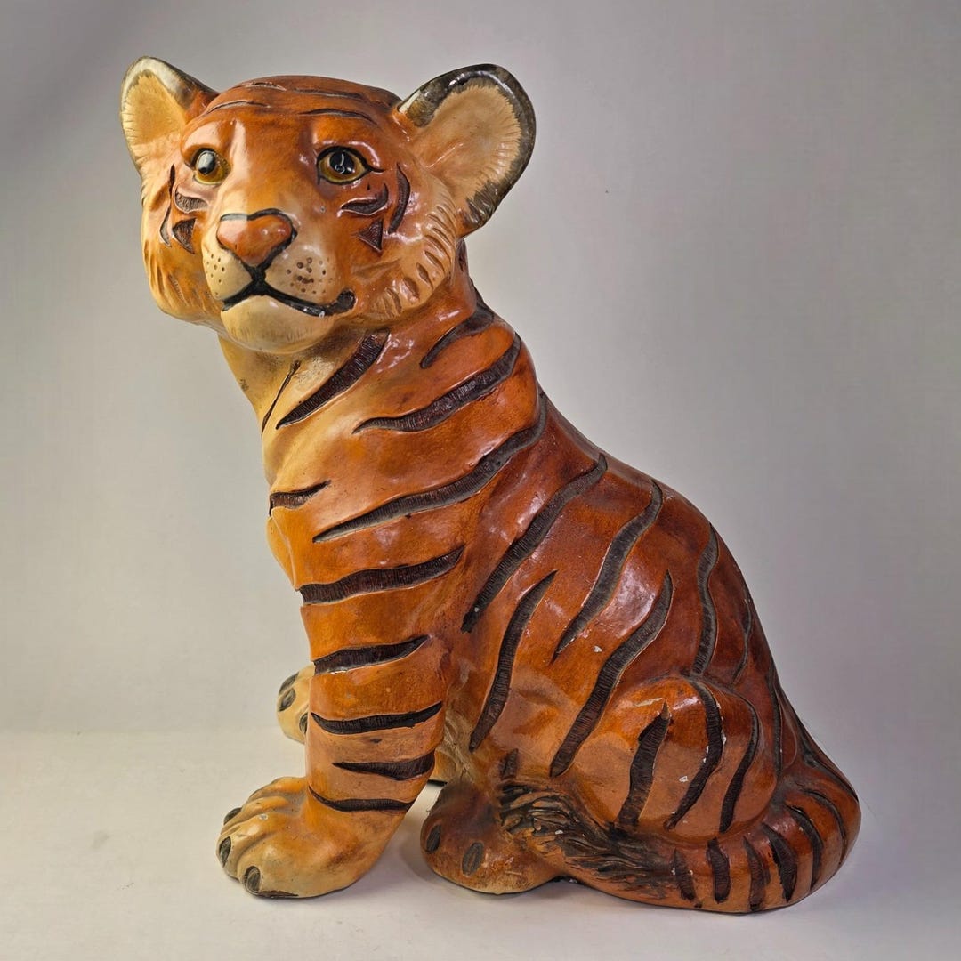 Marwal Chalkware Bengal Tiger Cub Statue Sculpture Figure Lifelike ...