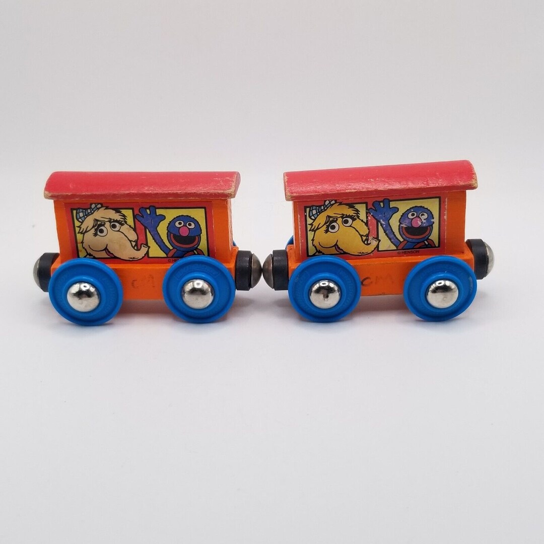 Sesame Street Wooden Magnetic Train Car Tootsie Toy Vintage Snuffy ...