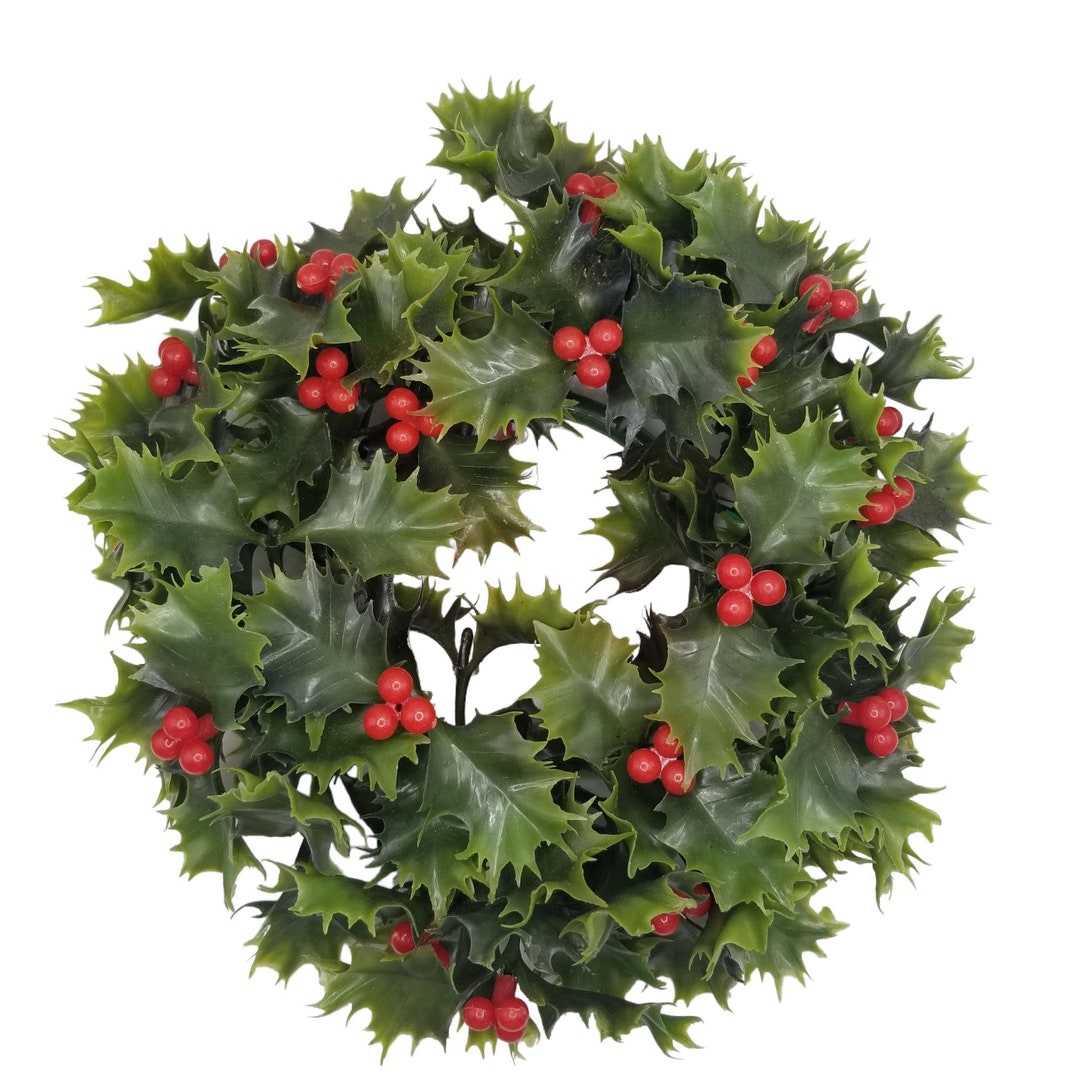 Vintage Holly Candle Ring Christmas Decoration Plastic Green - Etsy