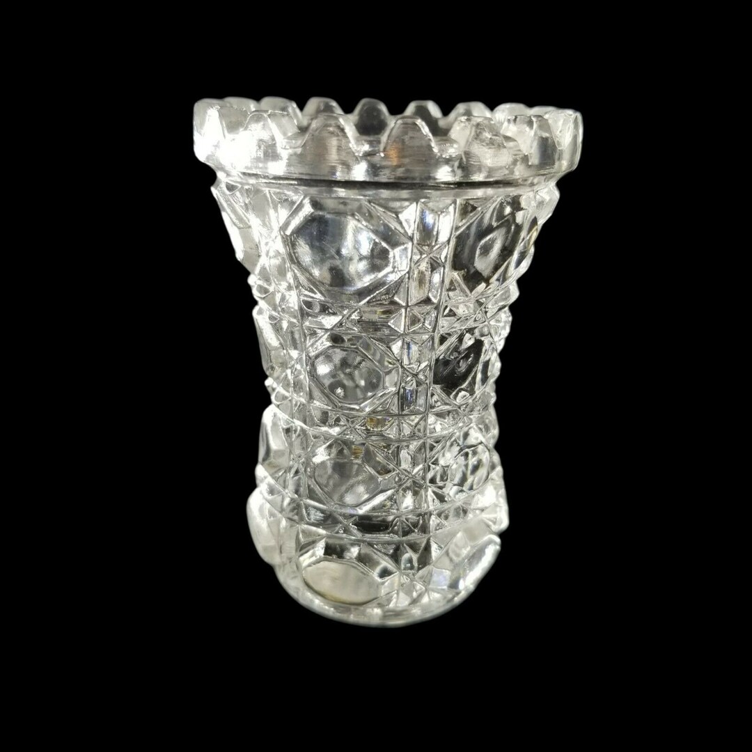 Vintage Toothpick Holder Clear Lead Crystal Hexagon Pattern Unmarked ...