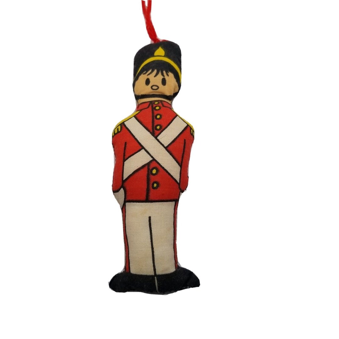 Toy Soldier Christmas Ornament Plush Pillow Red White Vintage Guard ...