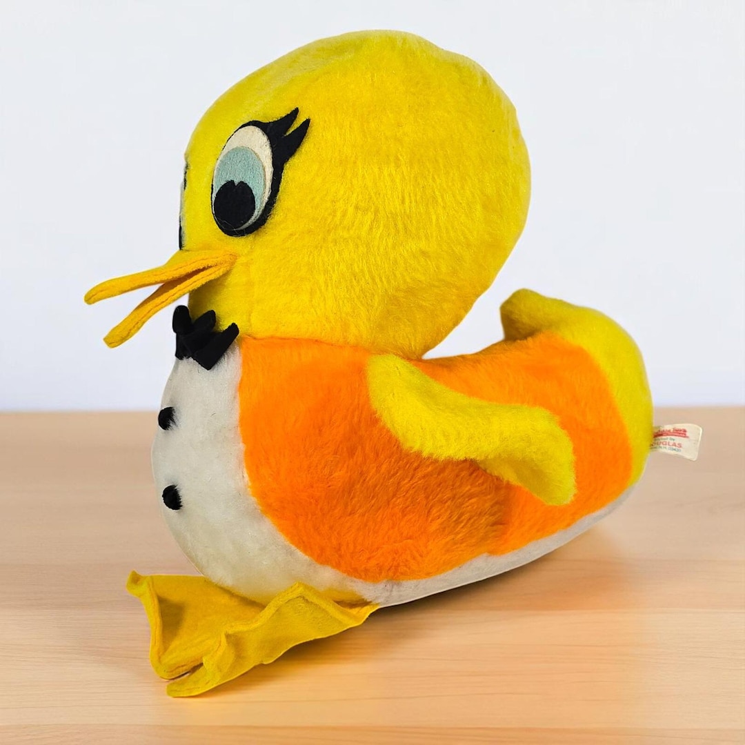 Vintage Douglas Cuddle Toy Duck Plush Orange Yellow Tuxedo Bowtie 1960s ...