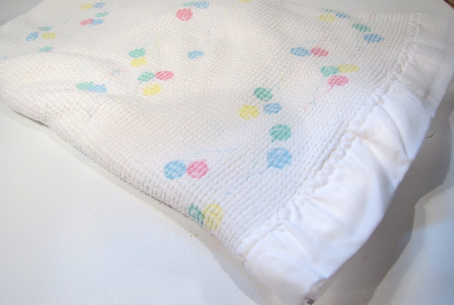 Vintage BABY MORGAN Blanket White Acrylic with Baloons | Etsy Vintage BABY MORGAN Blanket White Acrylic with Baloons | Etsy