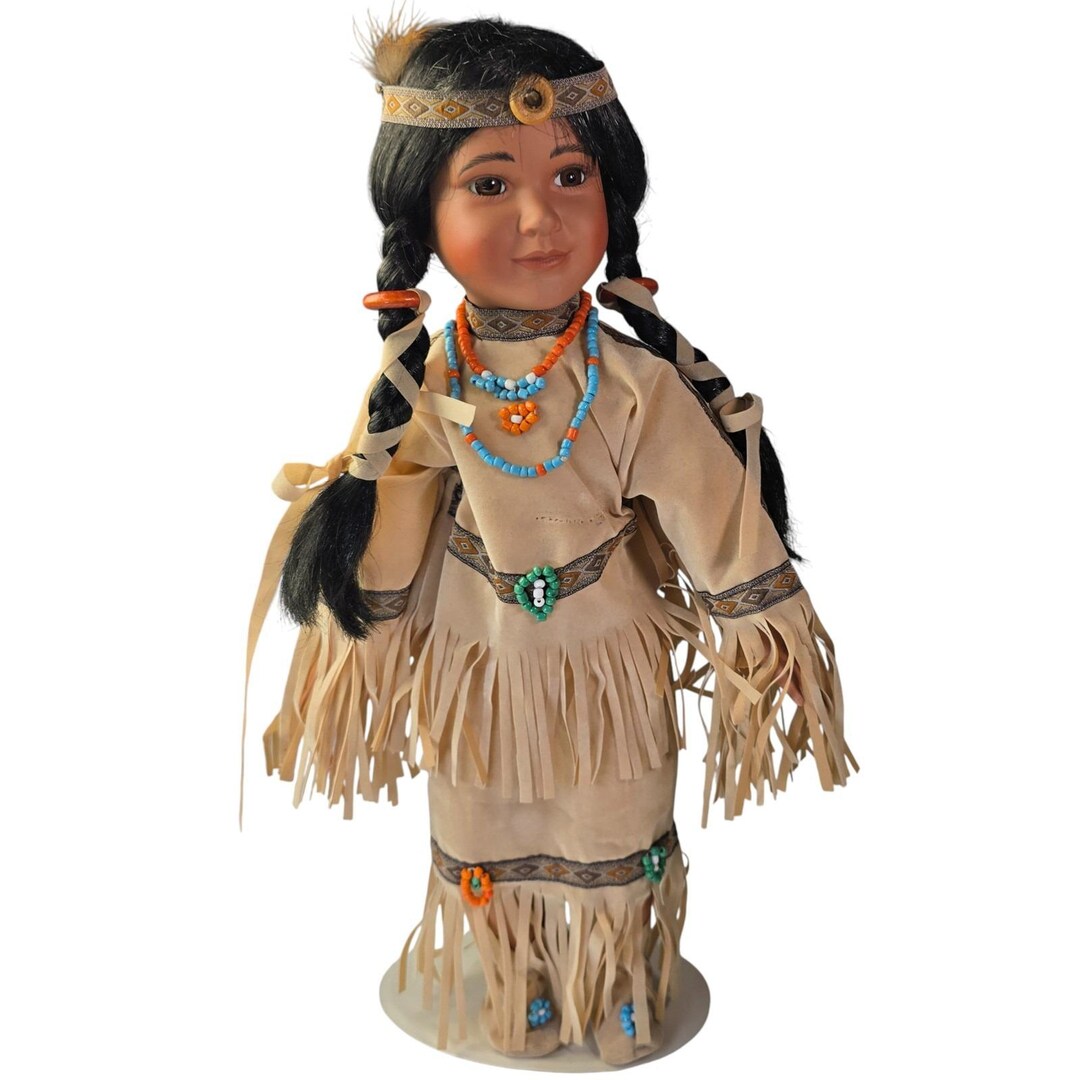 May Chu Doll Native American Girl Indian 1999 Vintage Porcelain Crowne ...