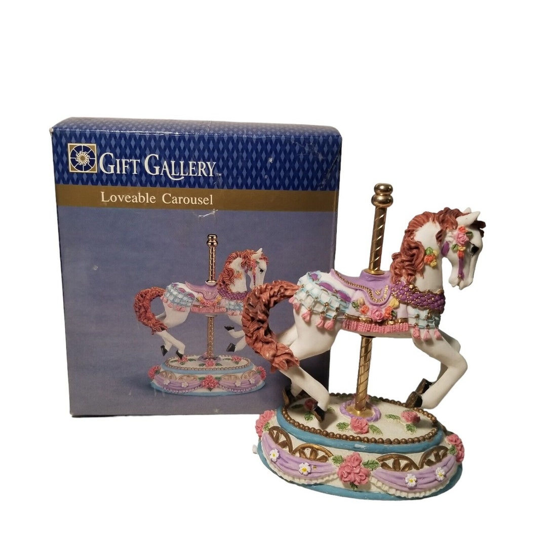 Carousel Horse Figurine Purple Pink Gift Gallery Pony Figure Carnival ...