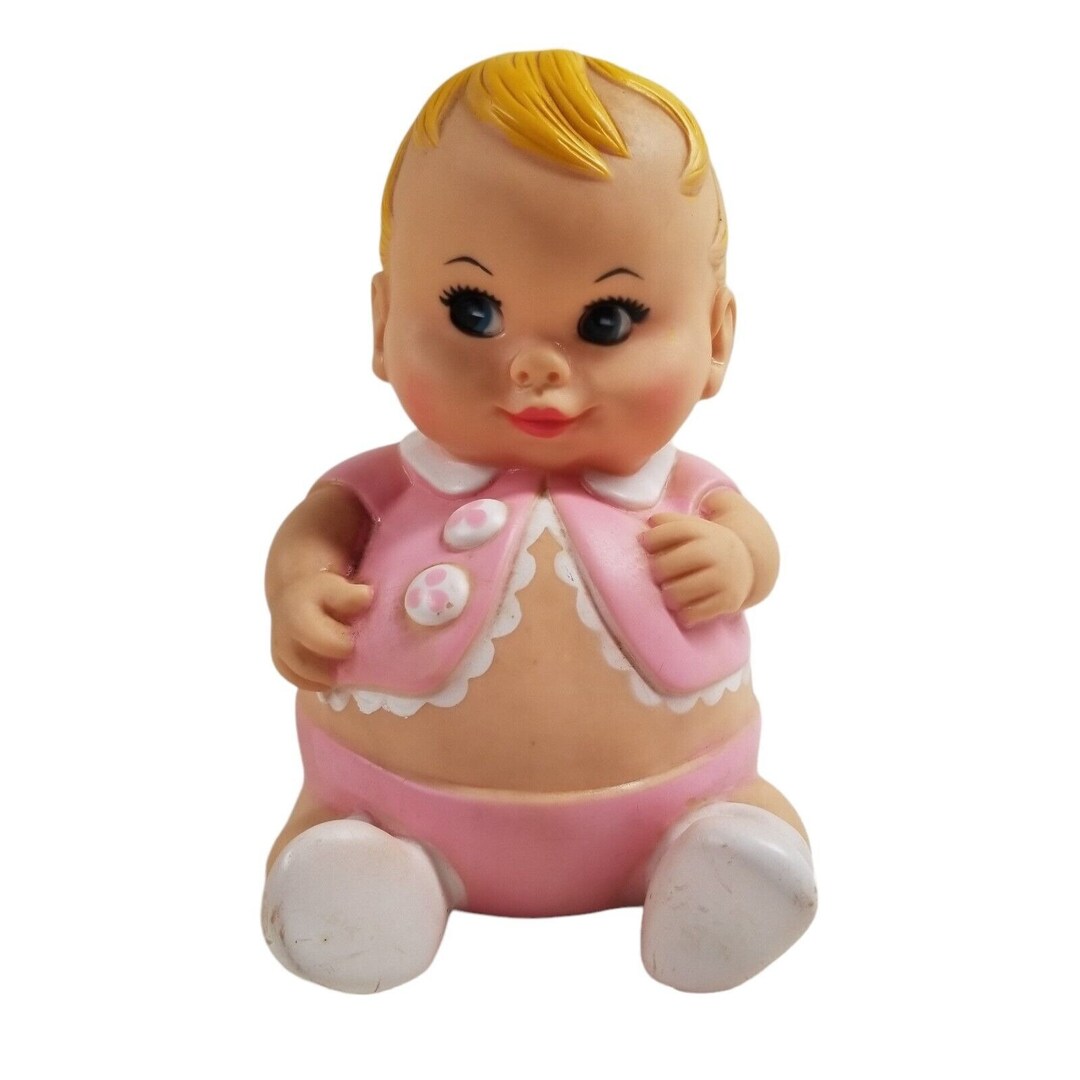 Vintage Baby Squeak Toy Doll Plum Pees 1967 Uneeda Doll Compay Squeaky ...