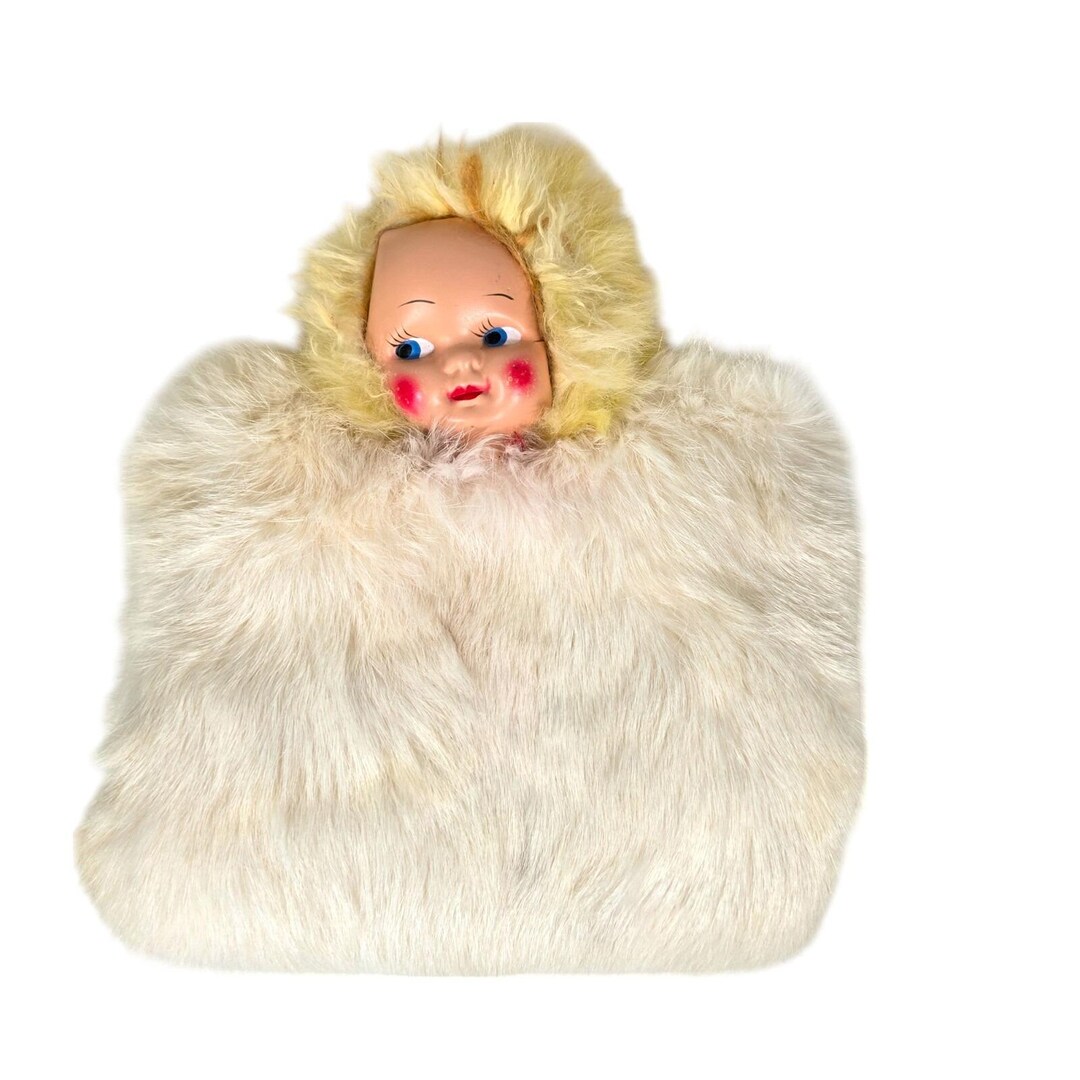 Vintage Doll Face Hand Muff Real Rabbit Fur Rubber Face 1950s Girls ...