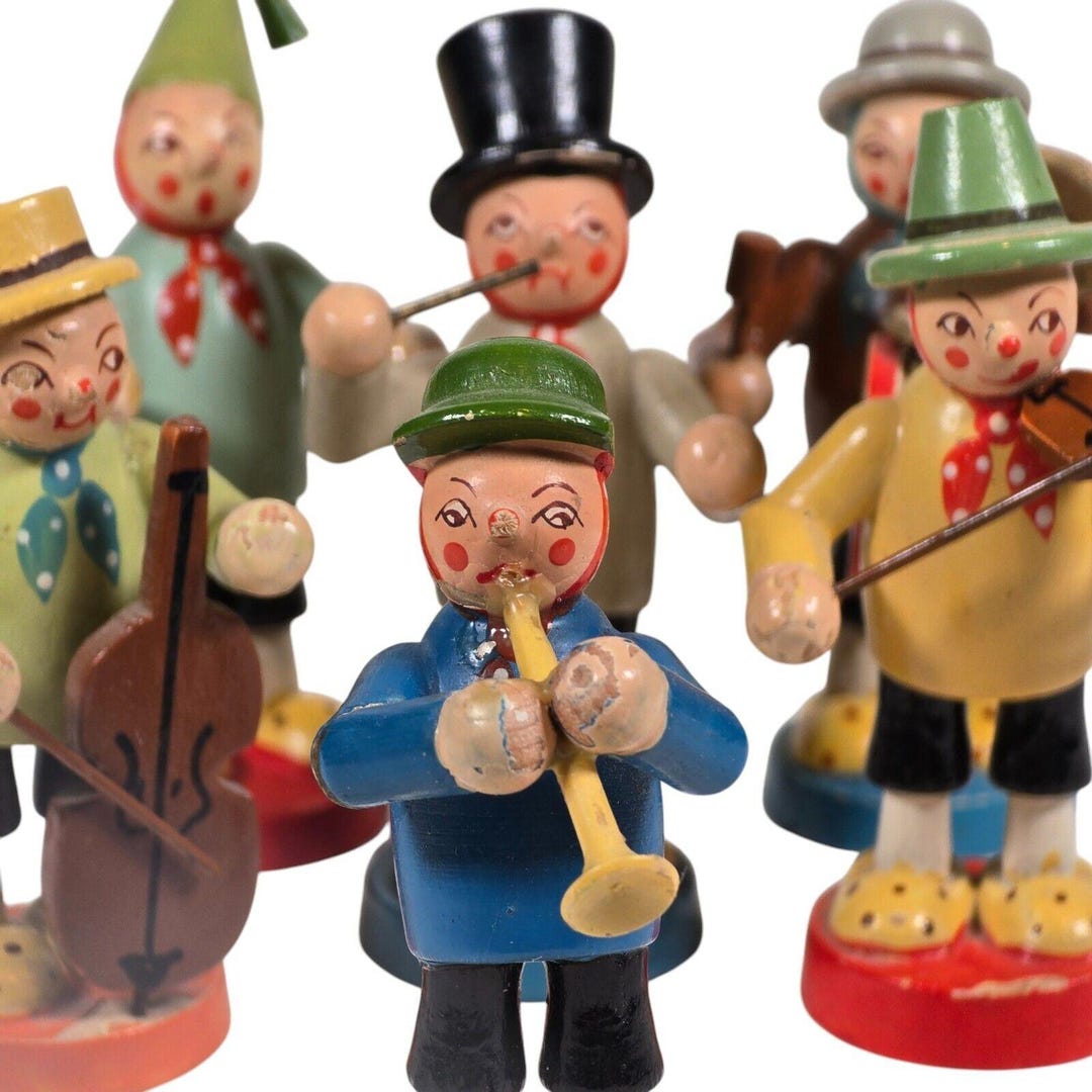 Erzgebirge Wooden Band Figures: Vintage Hand Carved German Folk Art - Etsy