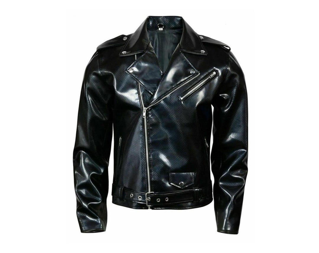 New Men’s Handcraft Punk Rockstar PVC Vinyl Shine Motorcycle Jacket ...