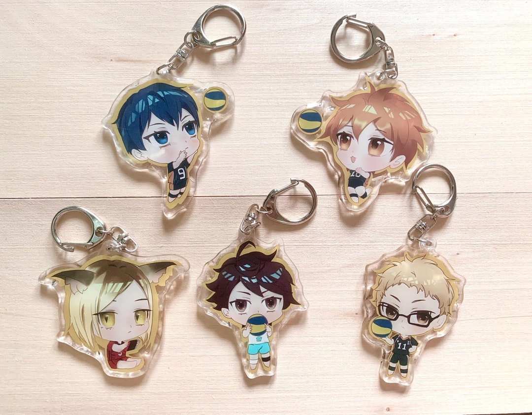 CLEARANCE! HAIKYUU Keychains 7cm L Oikawa, Tsukishima, Kageyama, Hinata ...