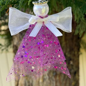 Glow in the Dark Purple Angel Ornament: Tulle Dress, Ribbon Wings - Etsy